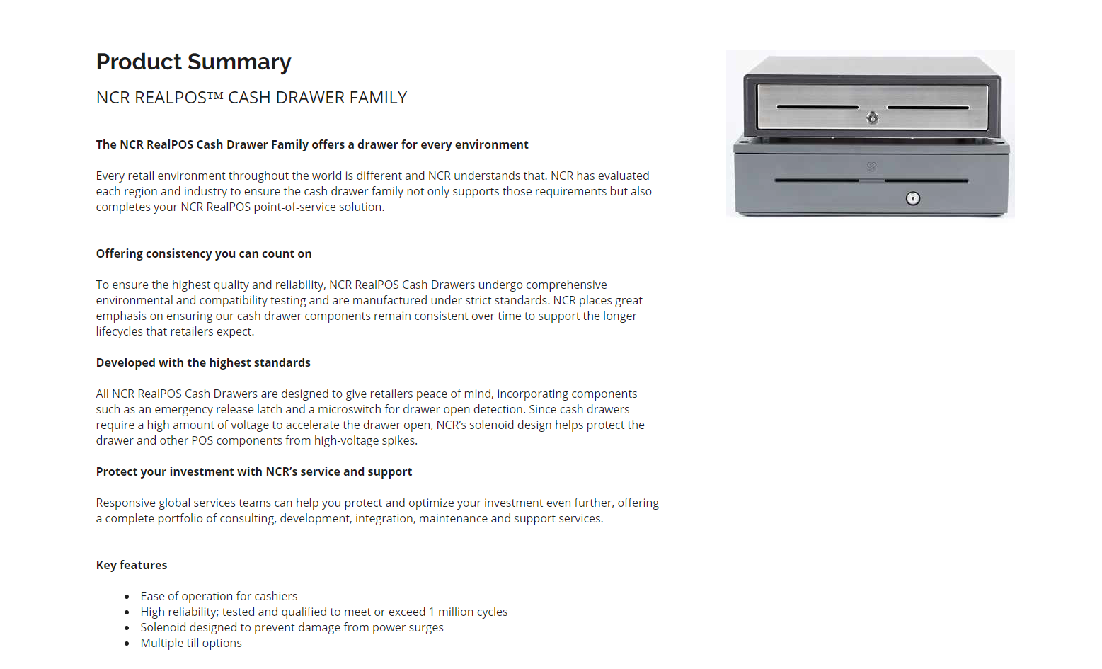 NCR Black Metal Compact Cash Drawer | BPC Technology