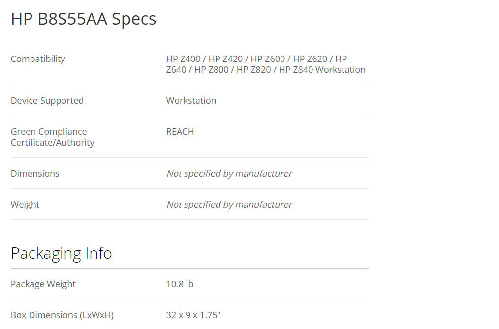 HP Z6/8 Adj. Rail Rack Kit Flush Mount | BPC Technology